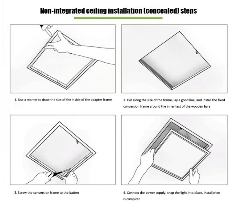 Installation of LED Panel Light on Ceiling